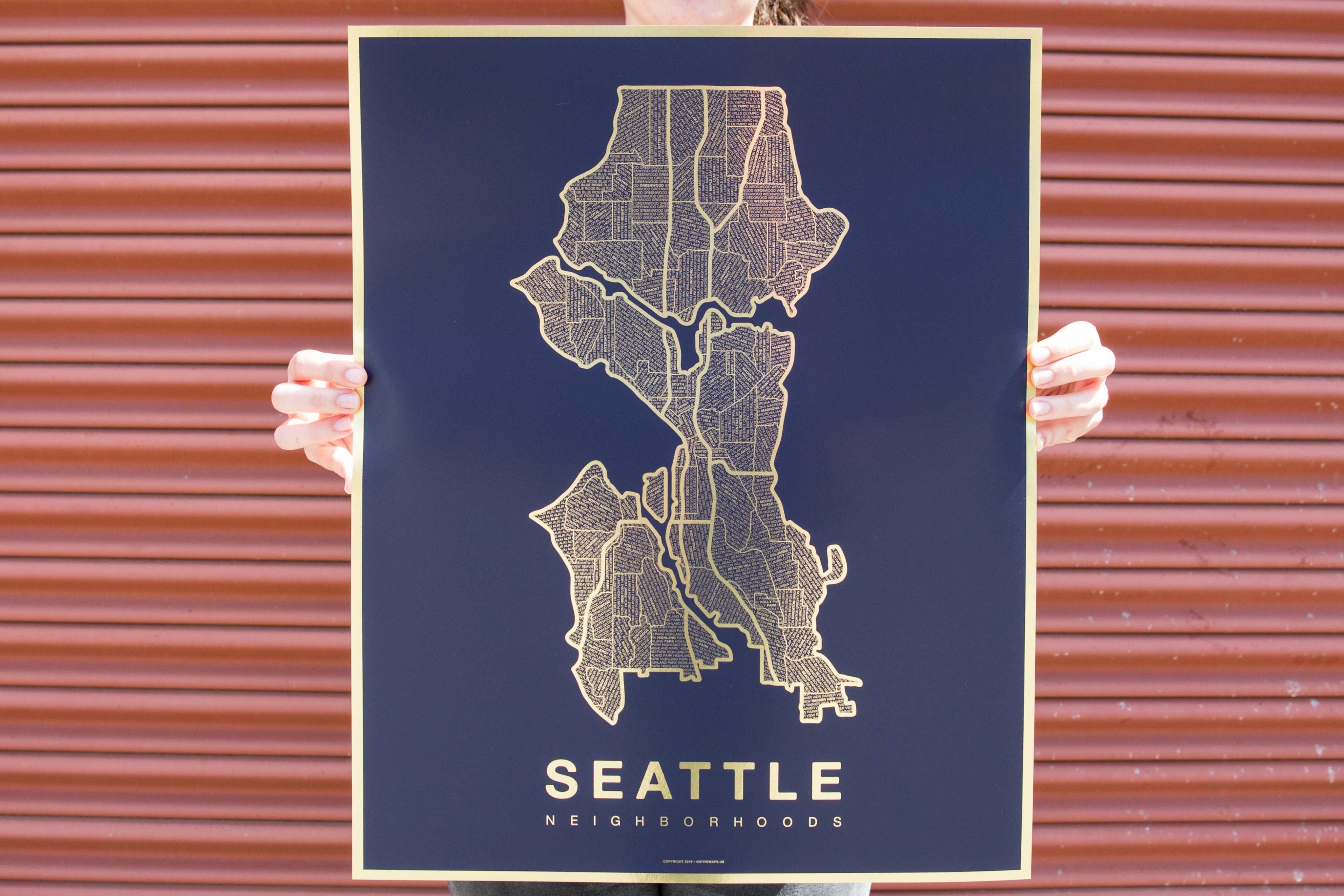 Native Maps Seattle, Chicago, and Houston Posters • Mama’s Sauce