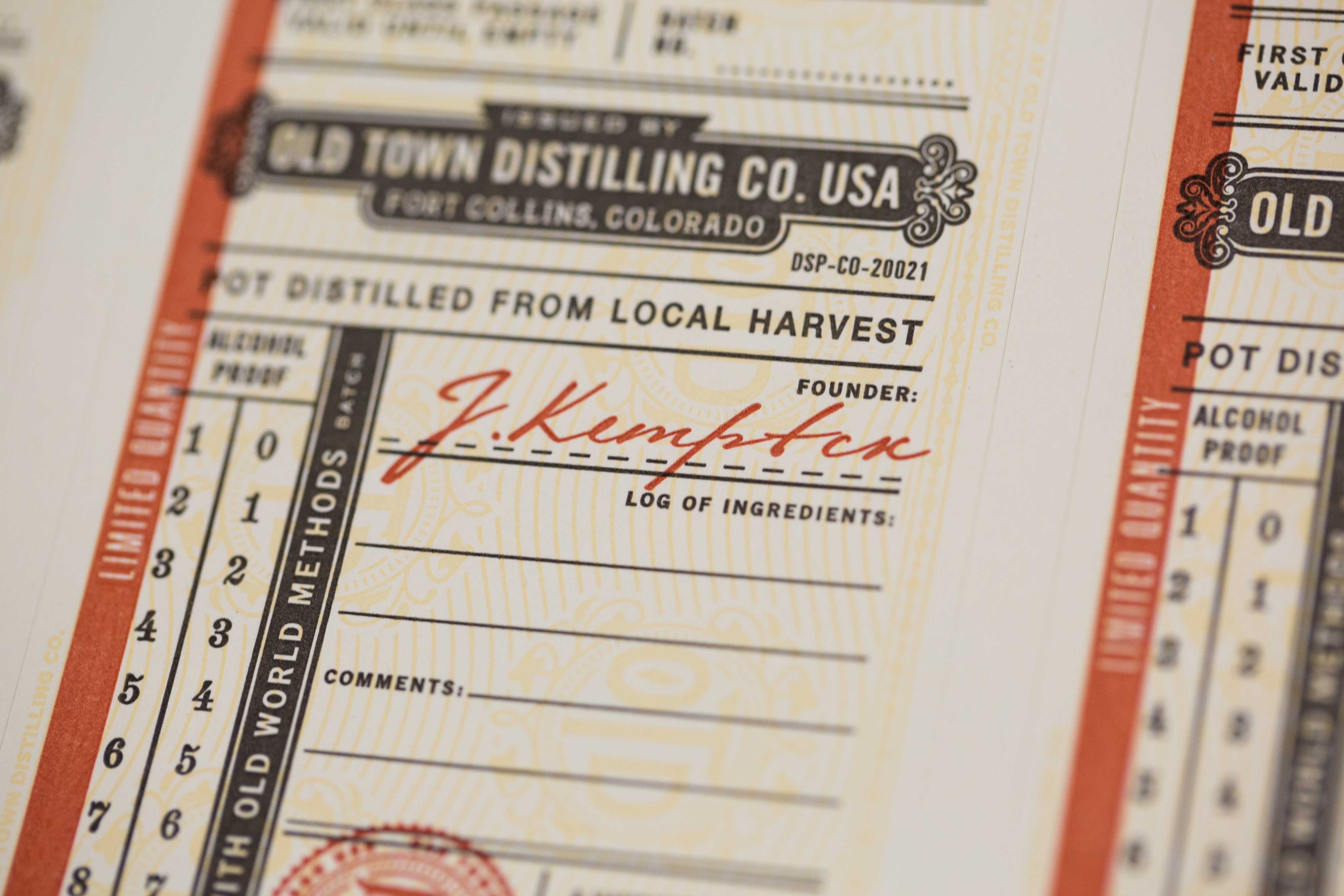 Old Town Distilling Spirits Label • Mama’s Sauce