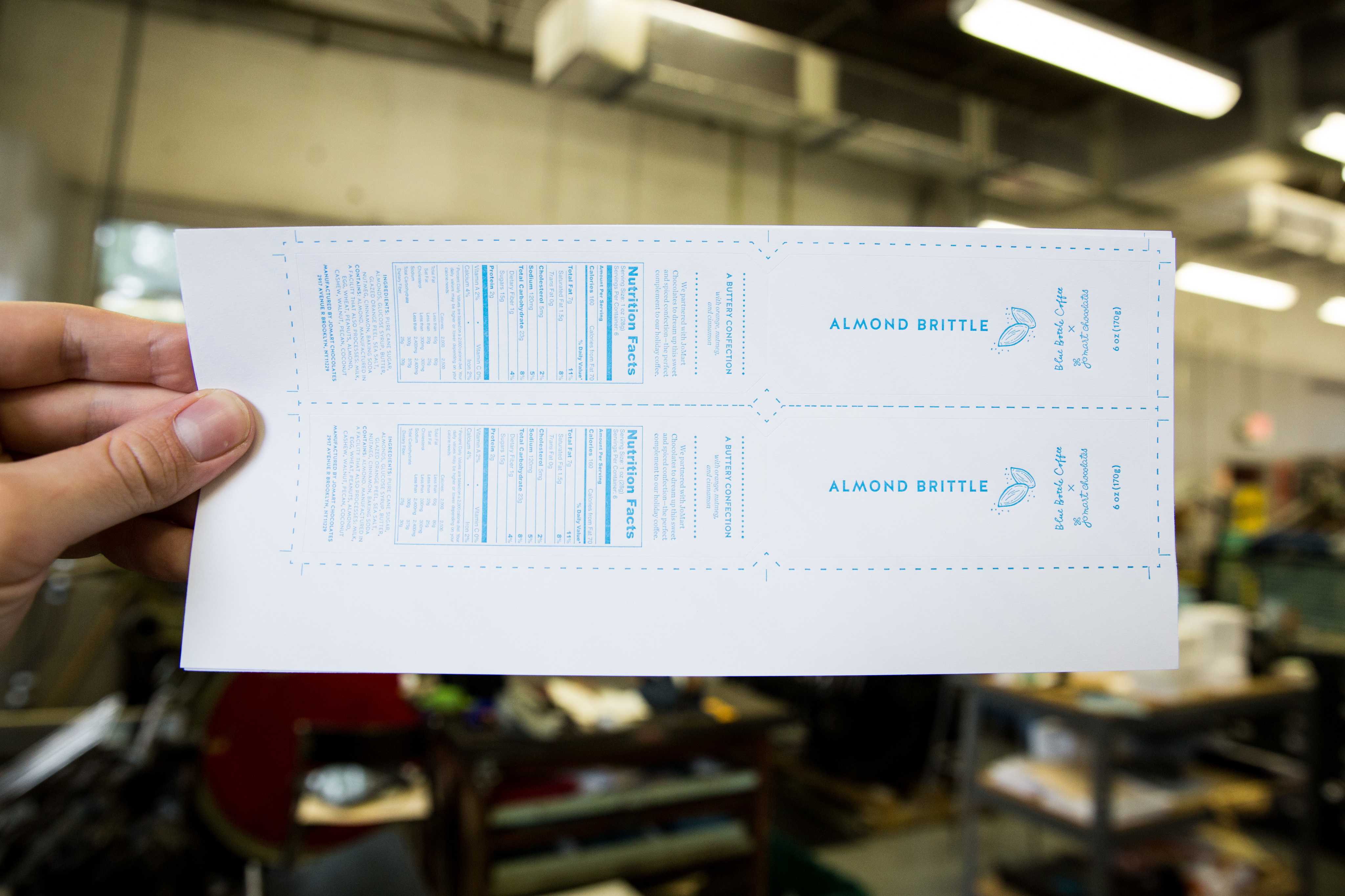 Blue Bottle Coffee's Almond Brittle Label • Mama’s Sauce